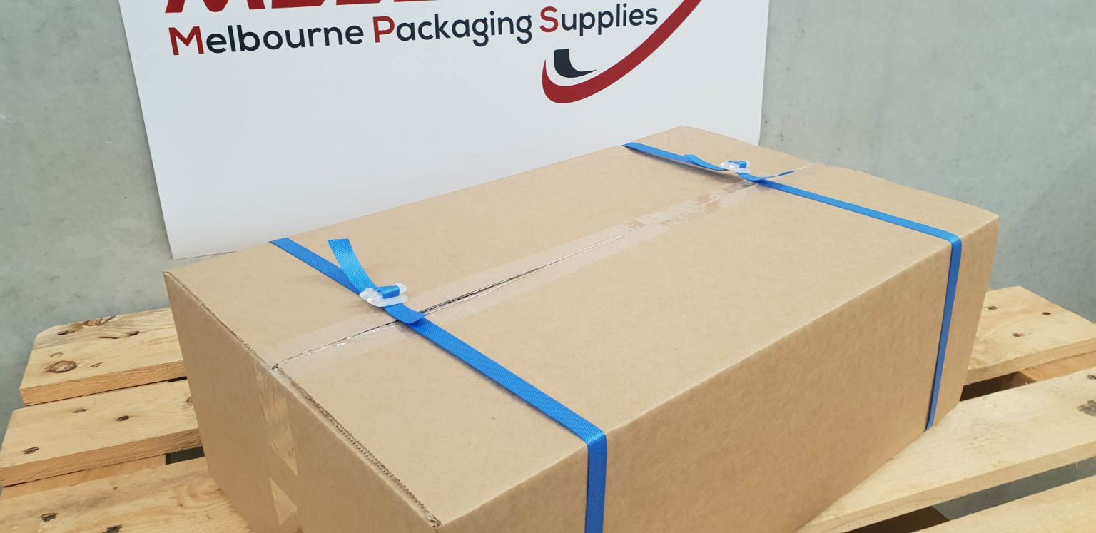 12MM x 1000M BLUE PLASTIC HAND STRAPPING - Melbourne Packaging Supplies P/L