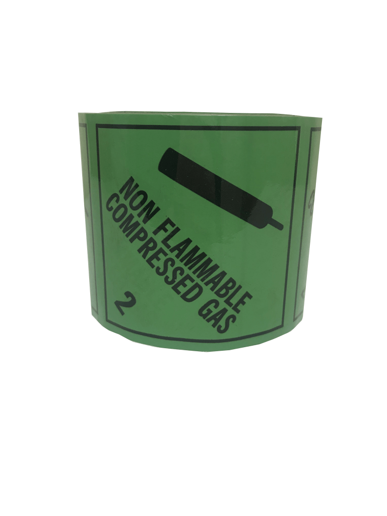 Non Flammable Compressed Gas 2 Printed Hazchem Labels Rolls | MelbPack